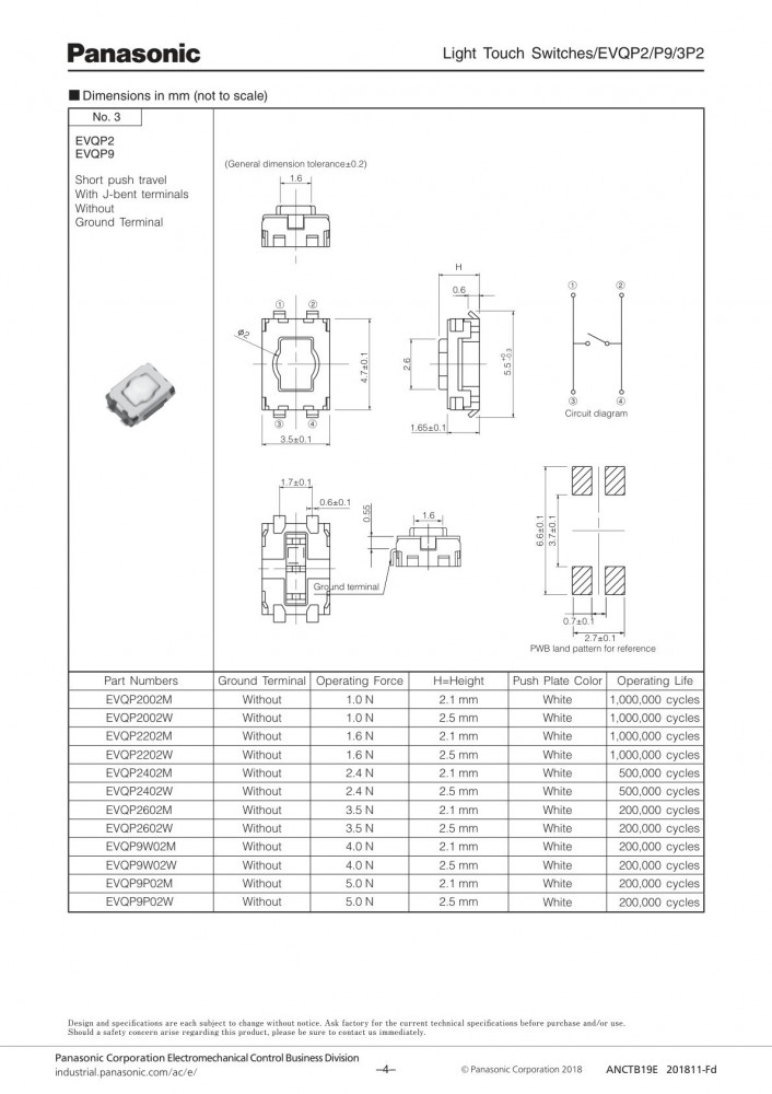 PANASONIC EVQP2K02Q technical document page 4