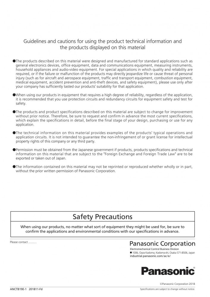 PANASONIC EVQP2K02Q technical document page 7