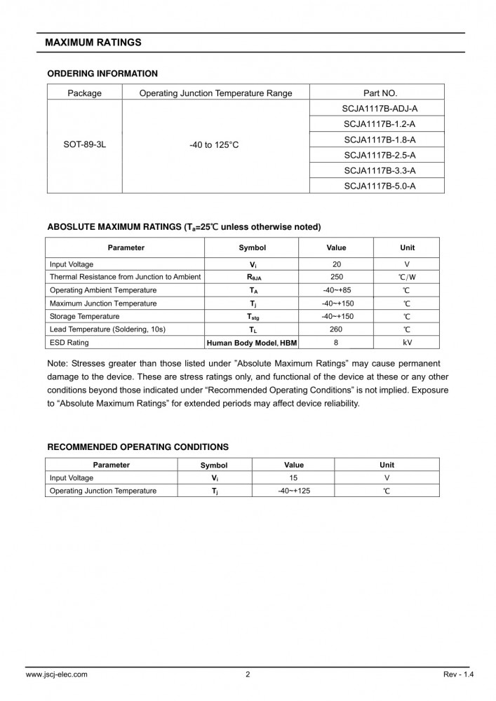 SCJA1117B-ADJ-A datasheet page 2
