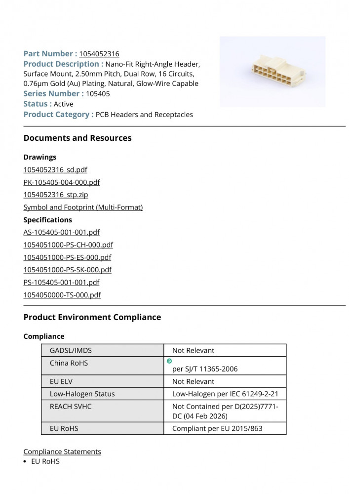 MOLEX Nano-Fit specification page 1