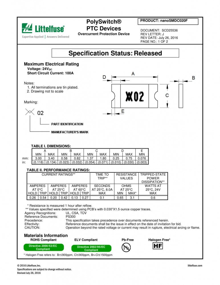 NANOSMDC020F-2 technical document page 1