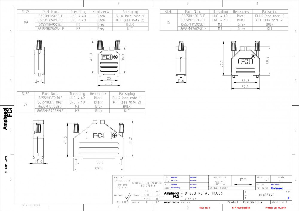 Amphenol 8655MH2501BLF technical drawing page 2