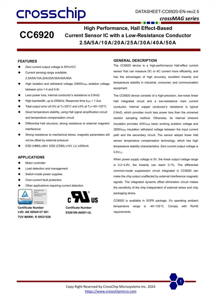 CC6920 datasheet page 1