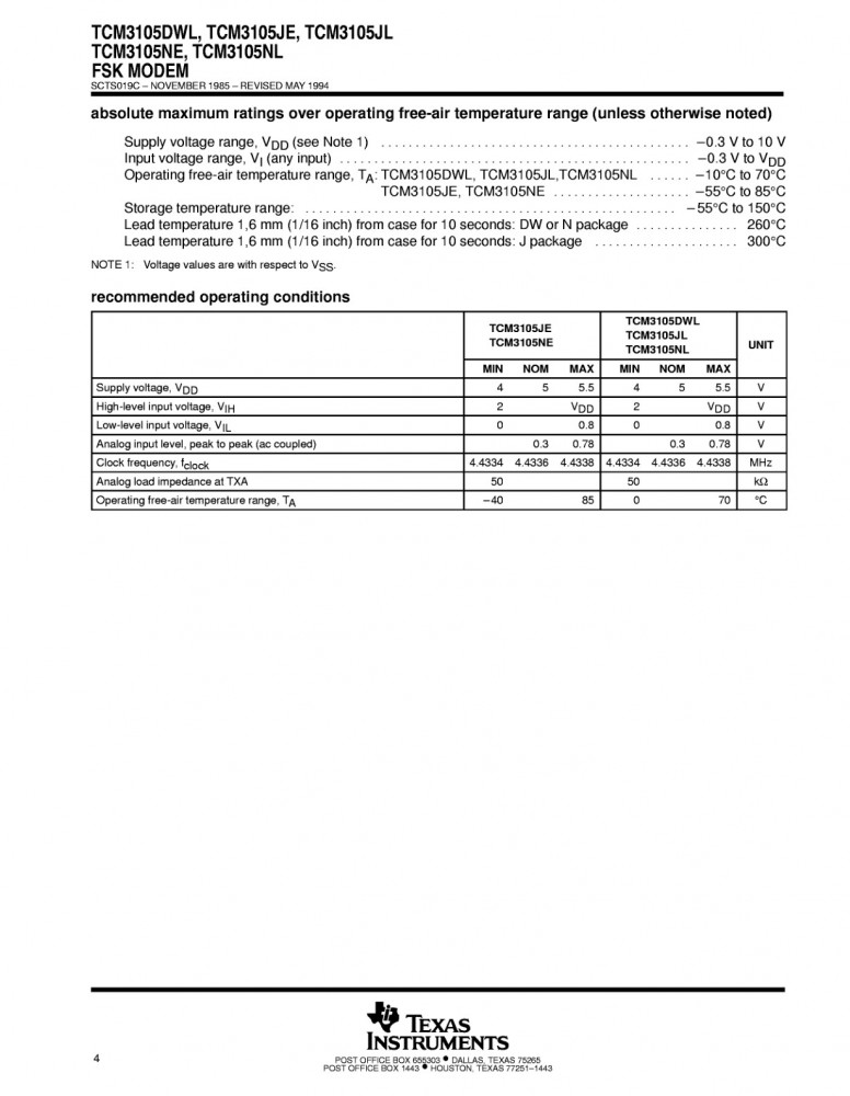 TCM3105NL technical document page 5