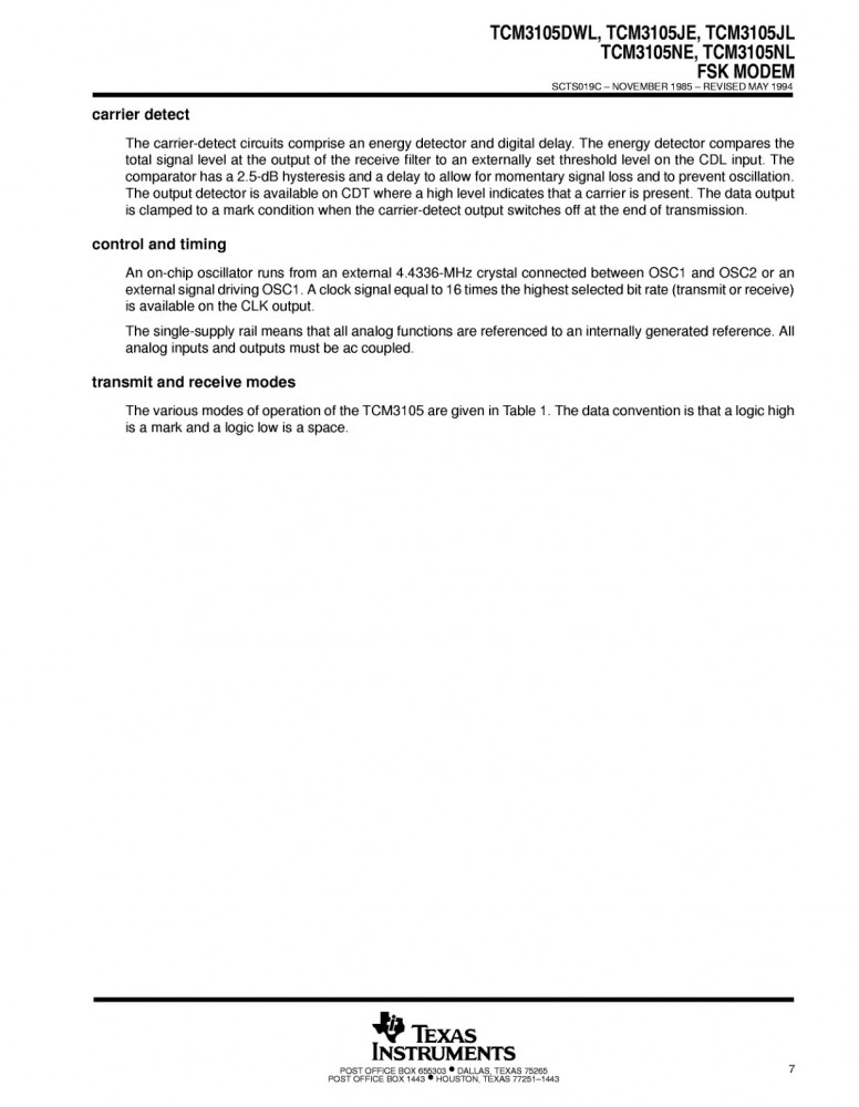 TCM3105NL technical document page 8