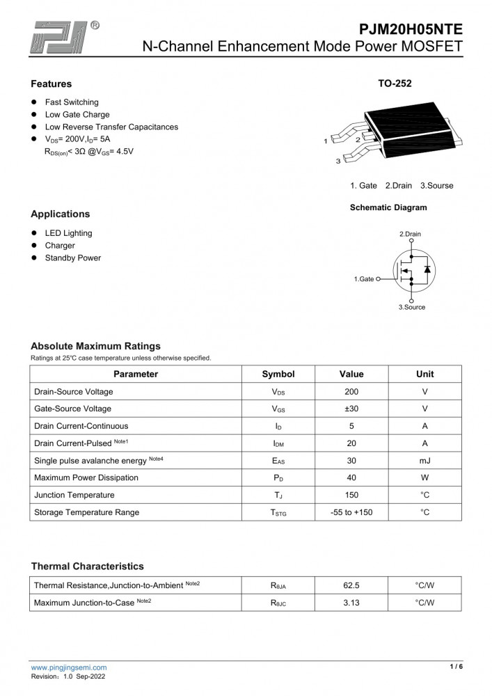 PJM20H05NTE datasheet page 1