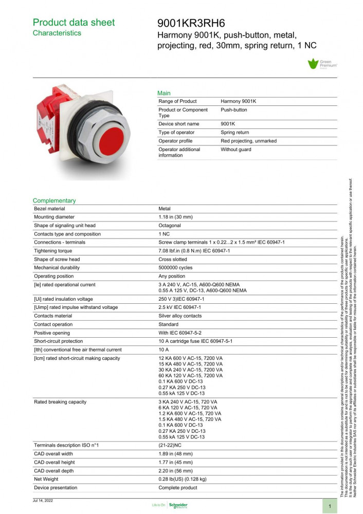9001KR3RH6 technical document page 1
