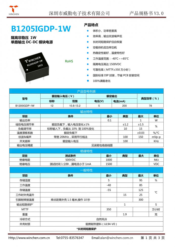 B1205IGDP-1W datasheet page 1