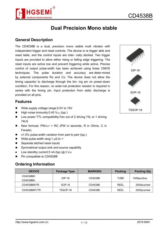CD4538BE datasheet page 1