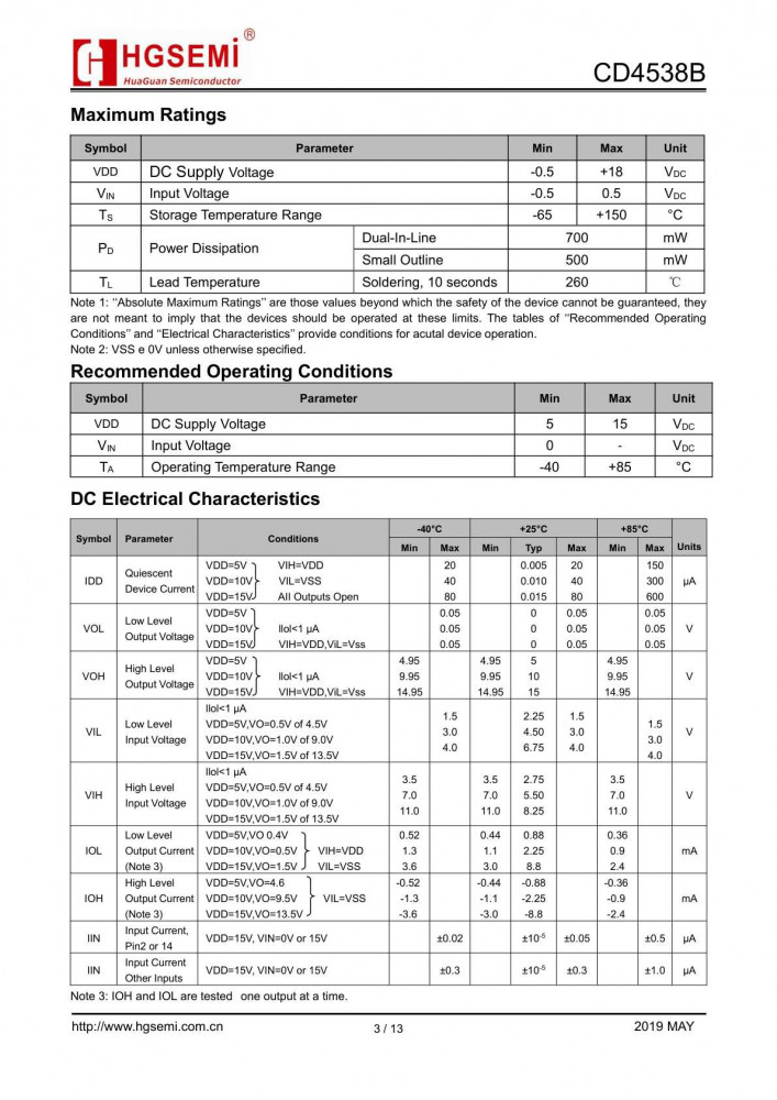 CD4538BE datasheet page 3