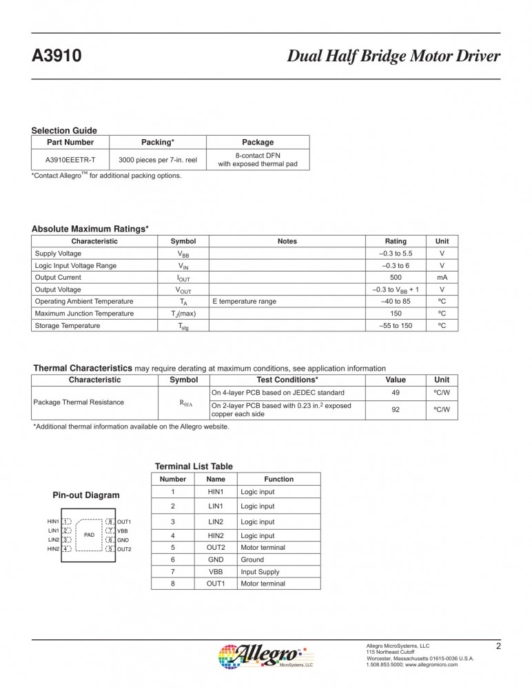 A3910EEETR-T datasheet page 2