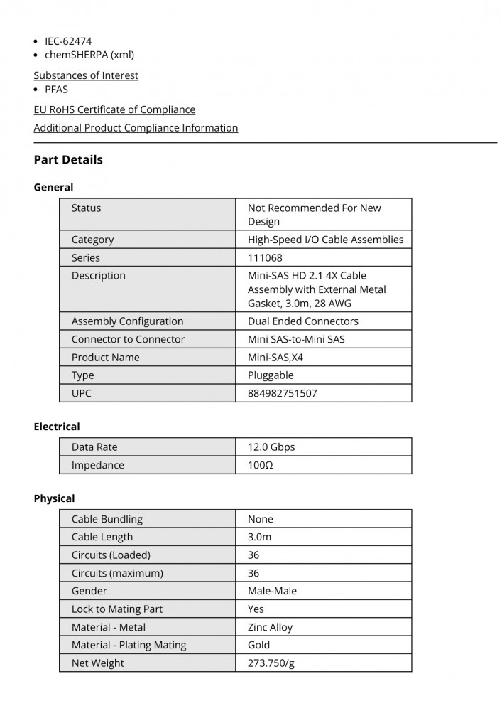 MOLEX iPass+ HD external cable assemblies specification, page 2