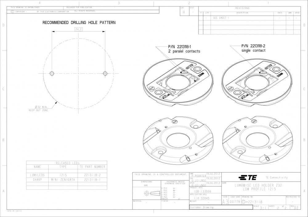 TE Connectivity 2213118-1 technical drawing page 2
