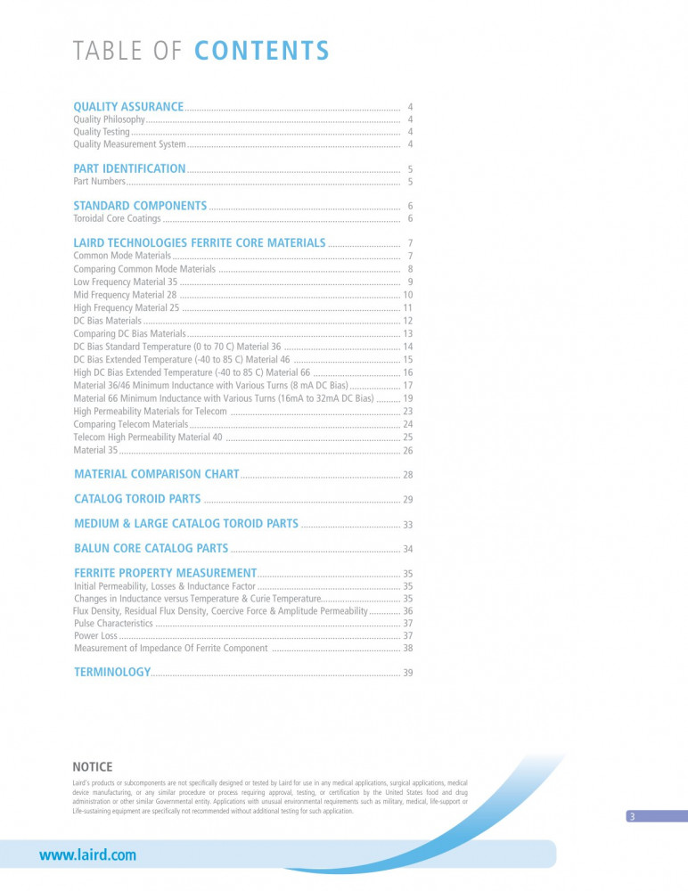Laird ferrite core catalog page 3