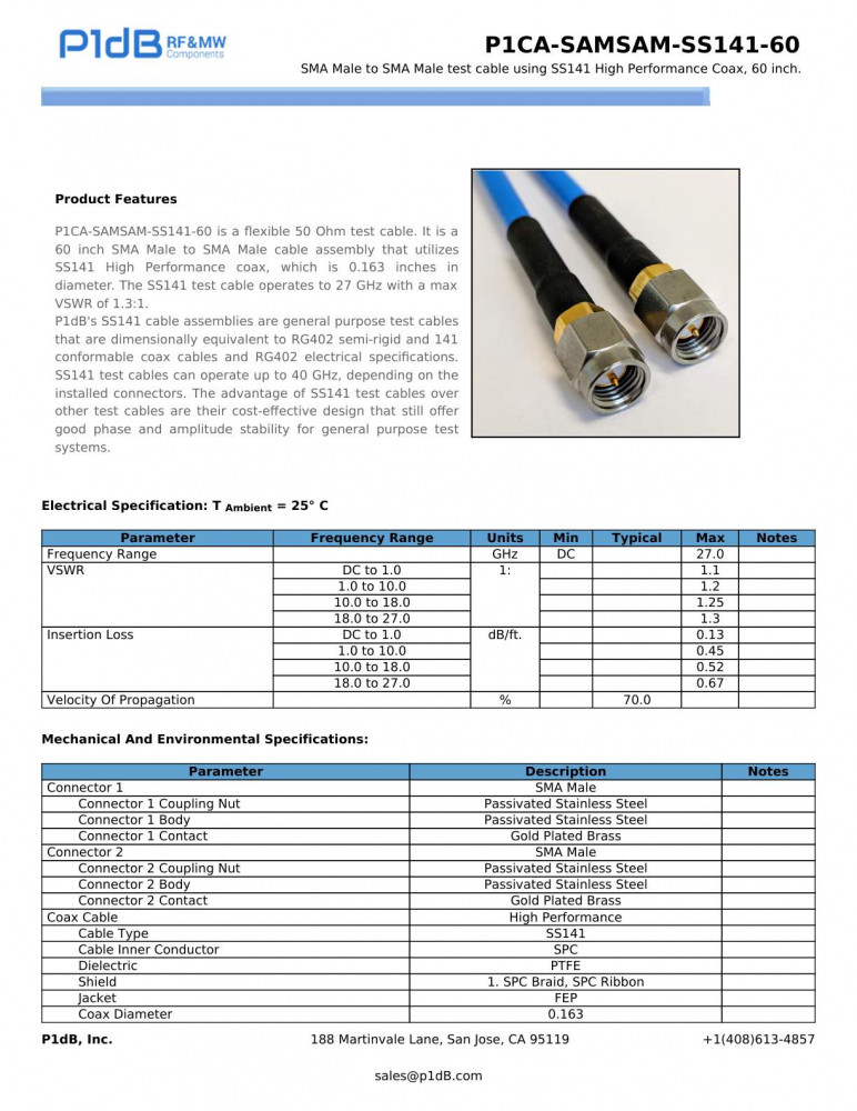P1CA-SAMSAM-SS141-60 technical document page 1