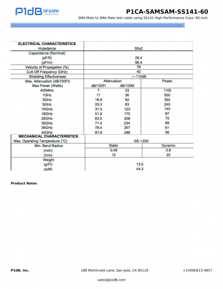 P1CA-SAMSAM-SS141-60 technical document page 3