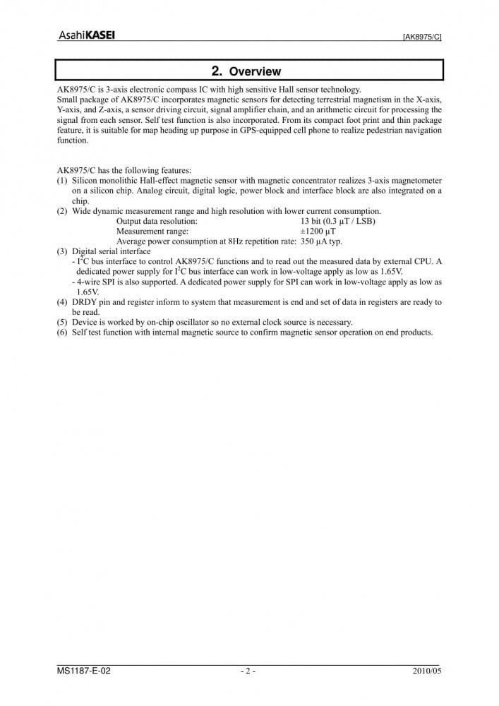AK8975C datasheet page 2
