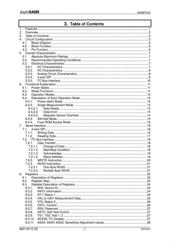 AK8975C datasheet page 3