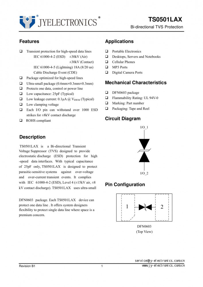 TS0501LAX datasheet page 1
