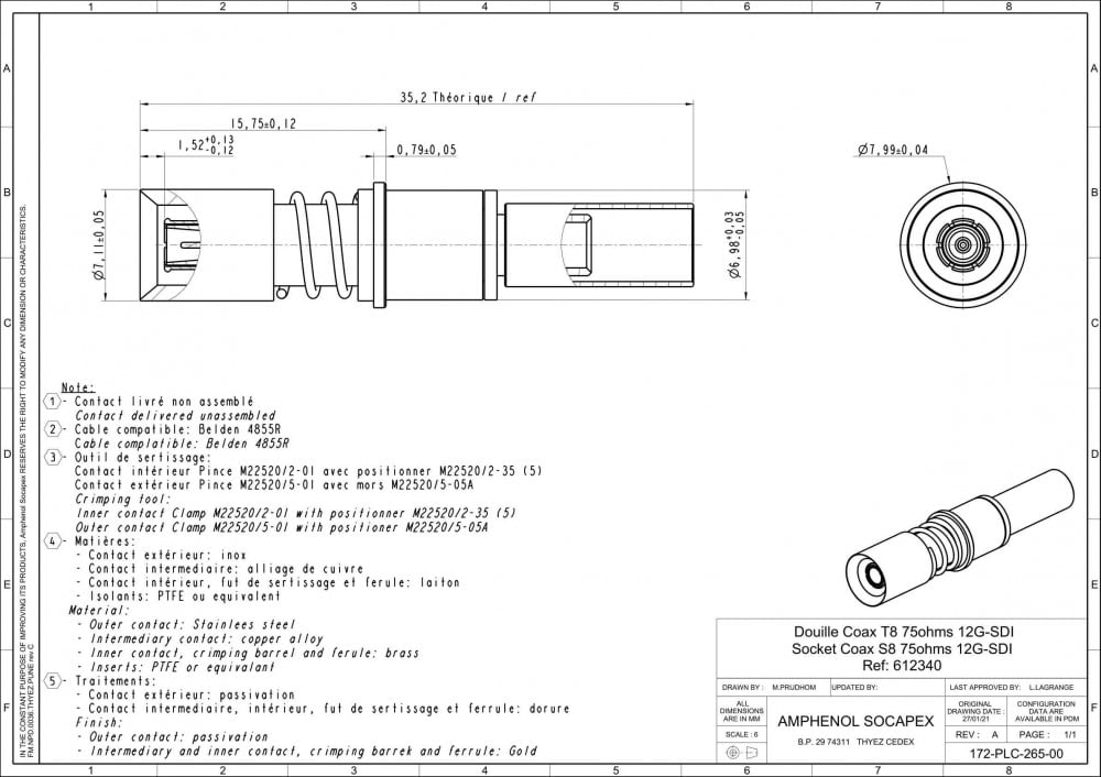 Amphenol 612340 technical drawing