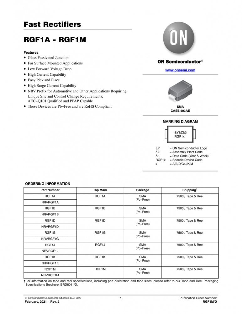 RGF1B datasheet page 1