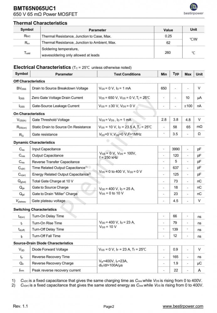 BMT65N065UC1 datasheet page 2