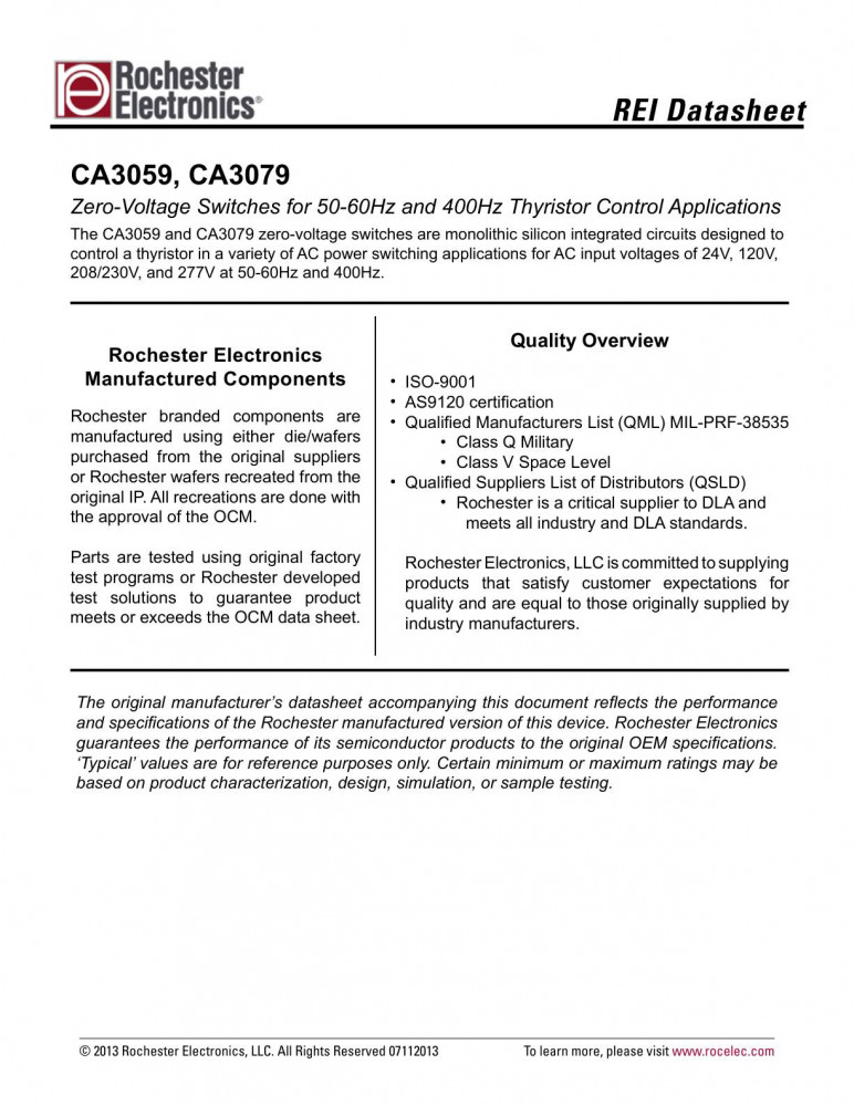 CA3079 datasheet page 1