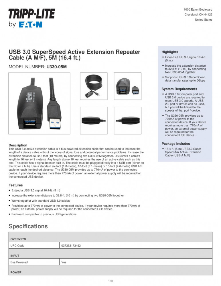 U330-05M technical document page 1