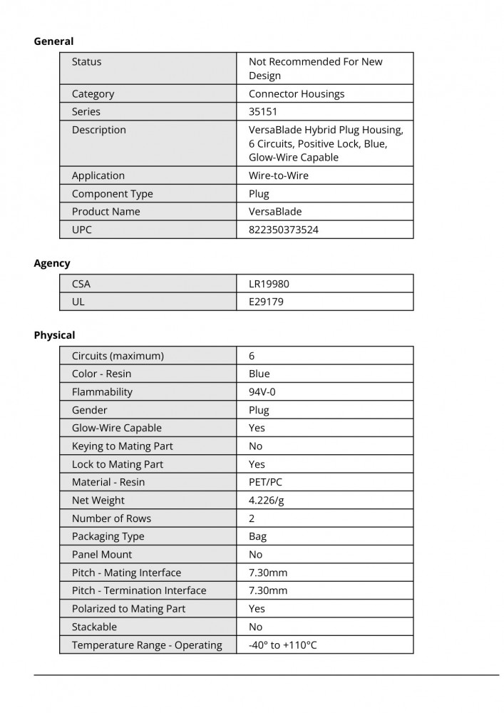 MOLEX 351514619 technical document page 2