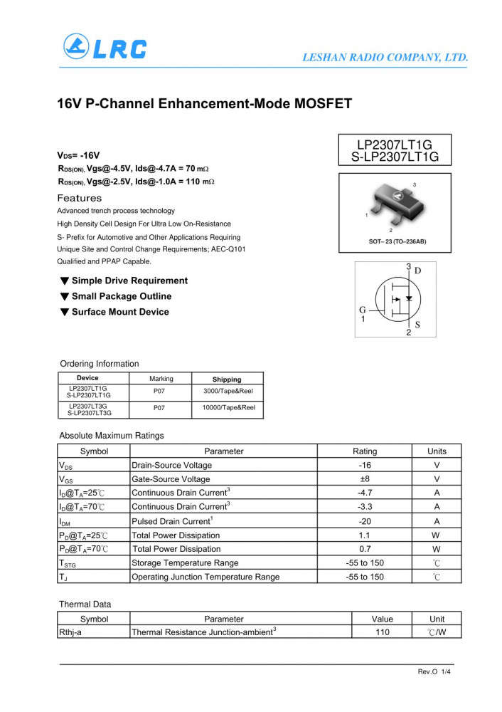 LP2307LT1G datasheet page 1