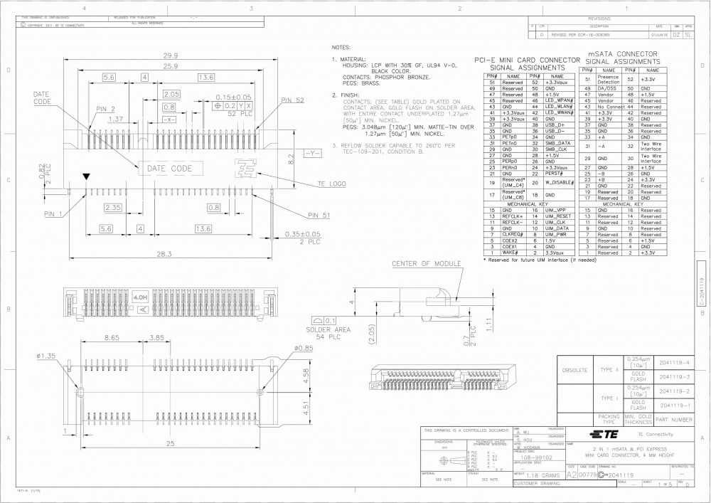TE Connectivity 2041119-1 drawing page 1