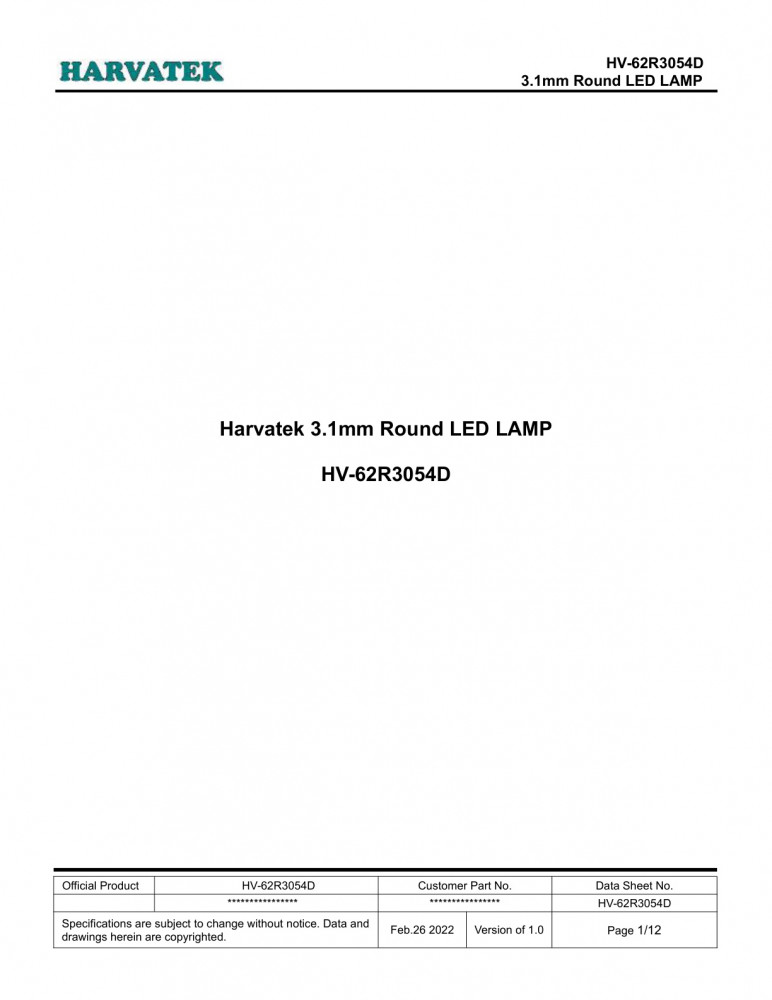 HV-62R3054D datasheet page 1