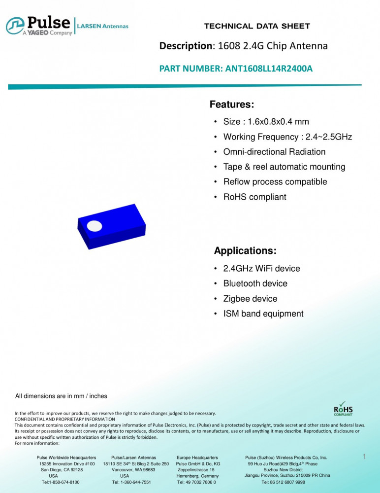 ANT1608LL14R2400A datasheet page 1