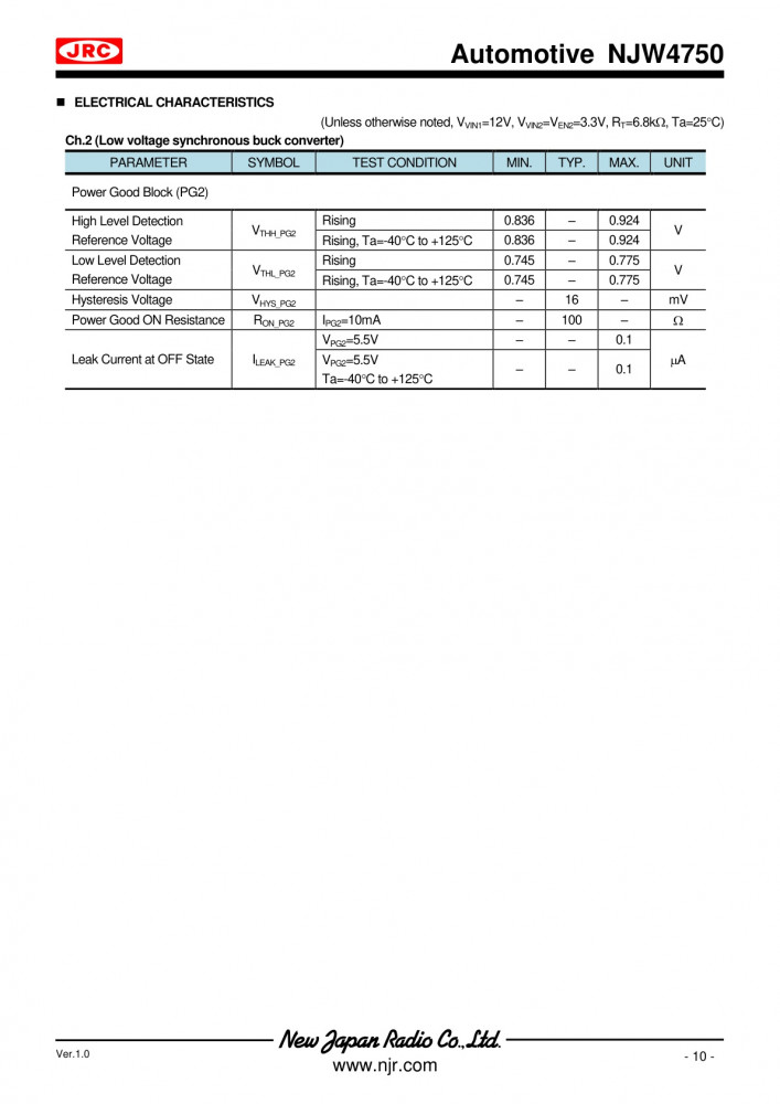 NJW4750 datasheet page 10