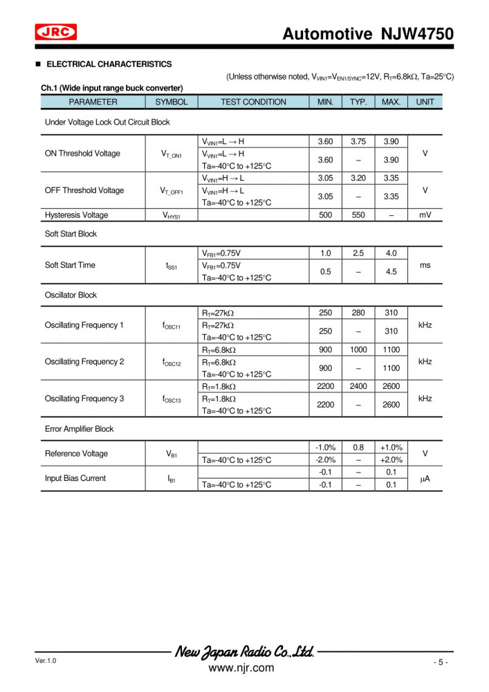 NJW4750 datasheet page 5