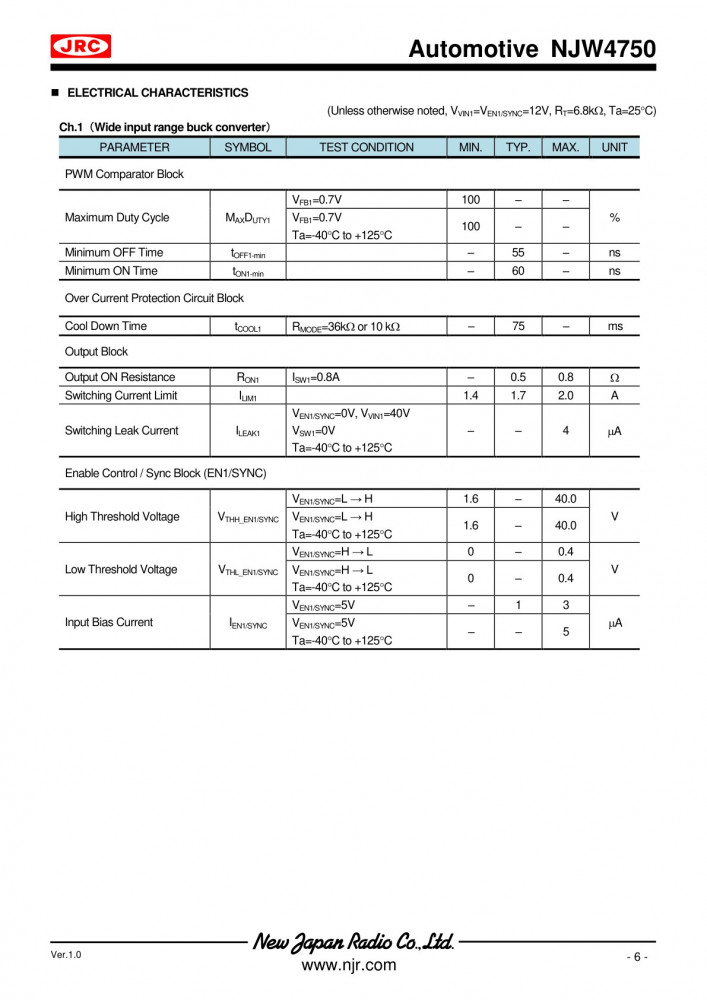 NJW4750 datasheet page 6