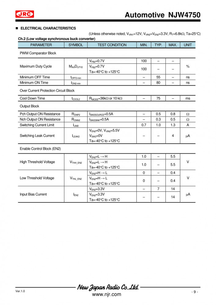 NJW4750 datasheet page 9