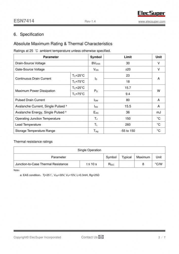 ESN7414 datasheet page 2