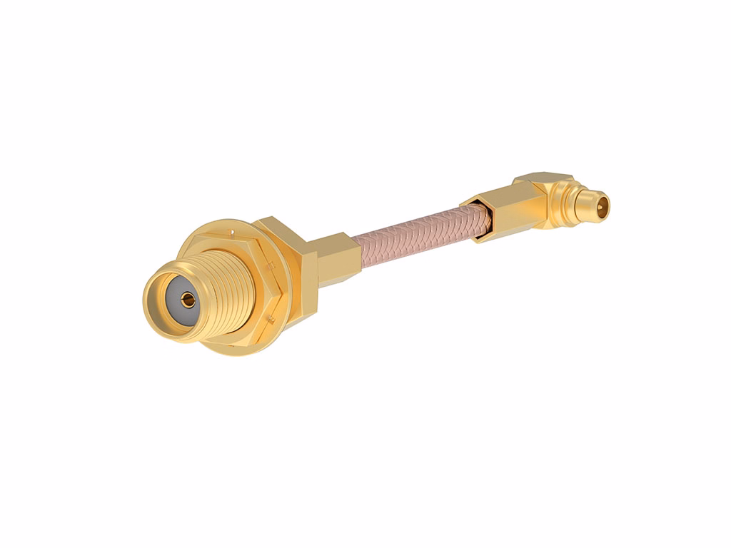 MCX Right-Angle Plug to MCX Right-Angle Plug on RG-316 Cable, 406.40mm Length, 50 Ohms