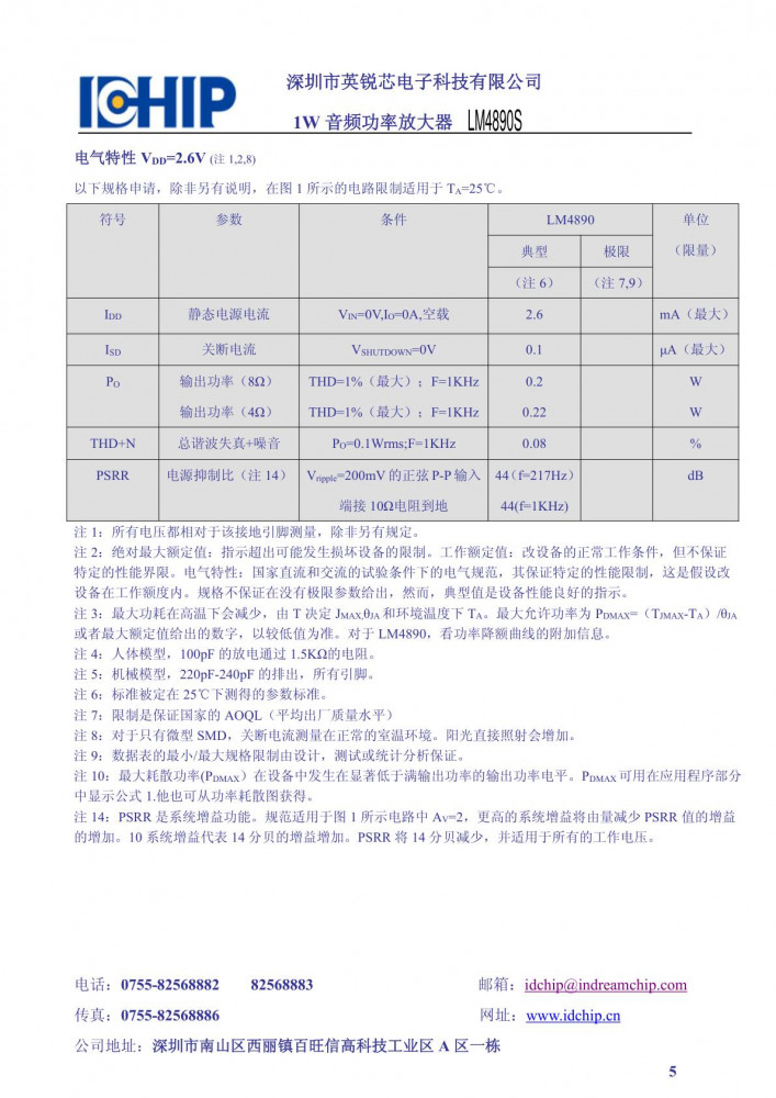 LM4890S datasheet page 6