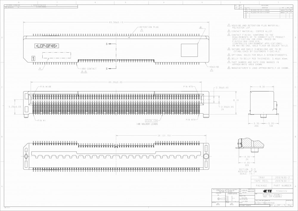TE Connectivity 2057630-1 drawing page 1