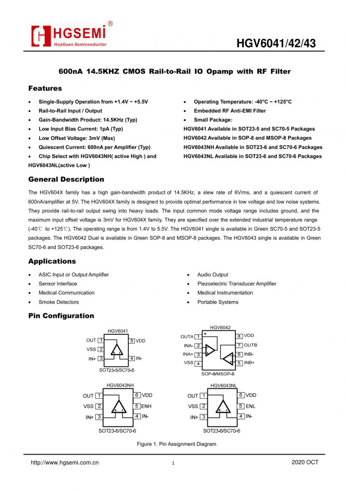 HGV604X datasheet page 1