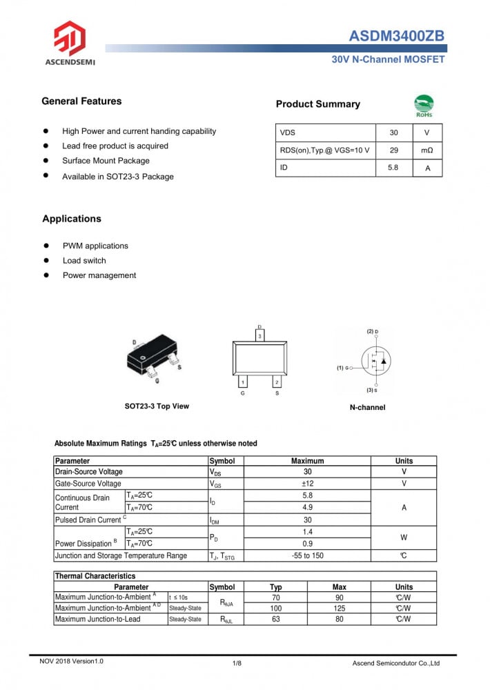 ASDM3400ZB-R datasheet page 1