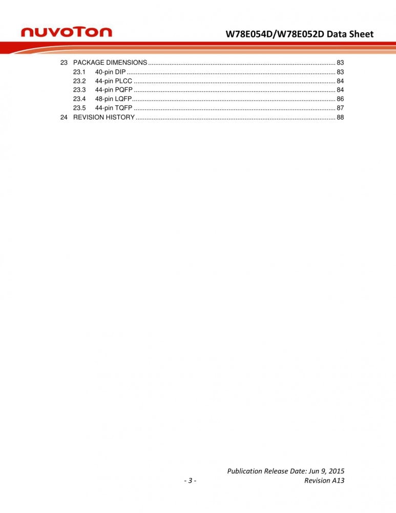 W78E052DPG datasheet page 3