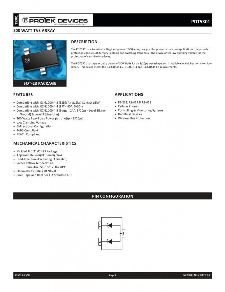 PDT5301-T73 datasheet page 1