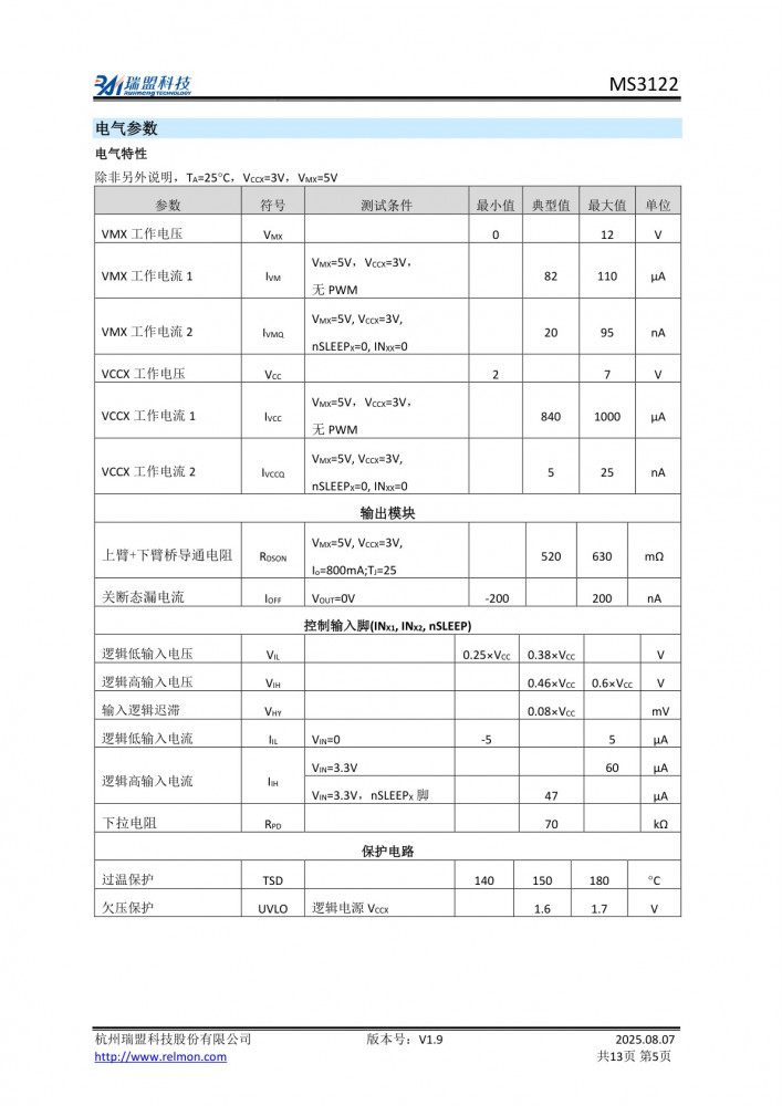 MS3122 datasheet page 5