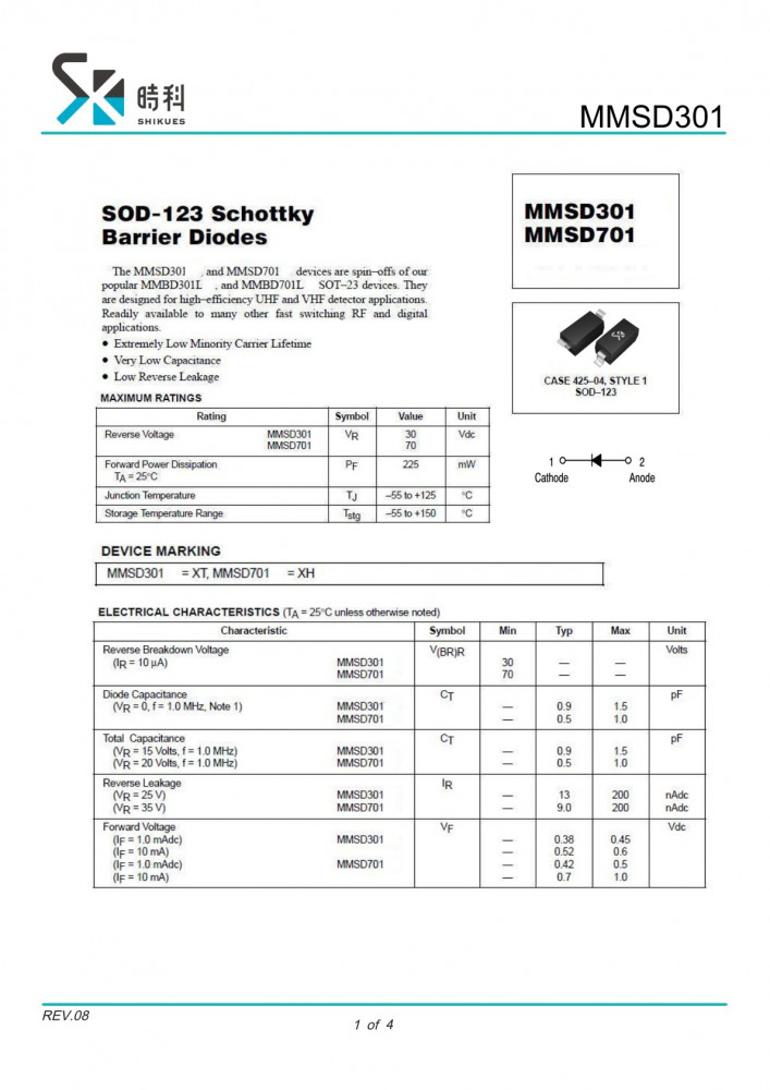 MMSD301 datasheet page 1