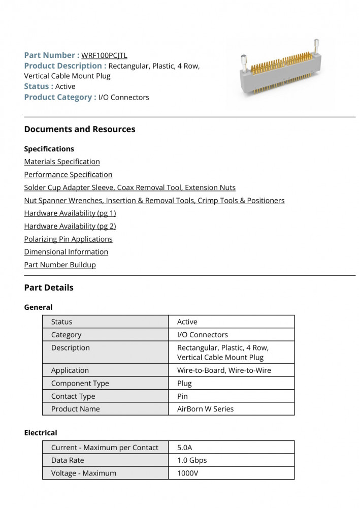 WRF100PCJTL technical document page 1