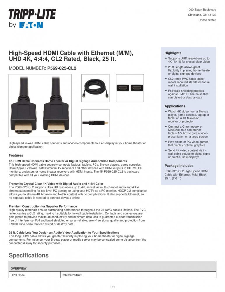 P569-025-CL2 technical document page 1