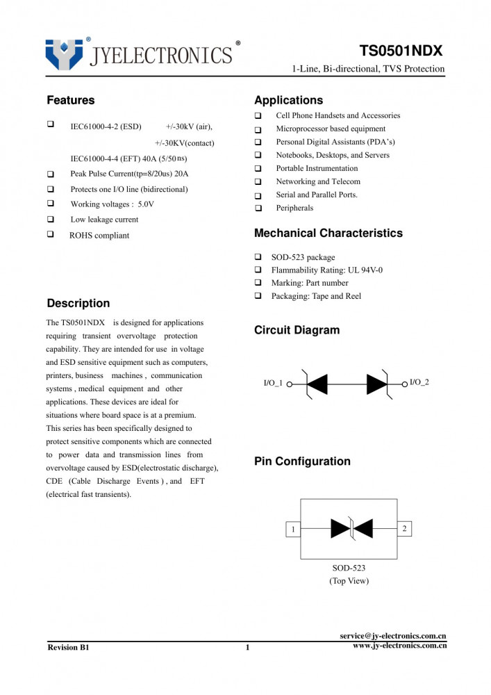 TS0501NDX datasheet page 1